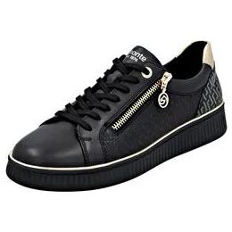 Plateausneaker Remonte "Elisabeth Hurley-Collection", Damen, Gr. 40, gold (schwarz, goldfarben), Leder, Lederimitat, kontrastfarbene Details, Schuhe, Schnürschuh, Halbschuh, Freizeitschuh mit Lite ́n Soft Ausstattung