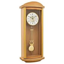 Funk-Pendelwanduhr AMS, braun (buchefarben), Wanduhren, B/H/L: 26cm x 16cm x 66cm, Quarzuhr, Wohnzimmer, Esszimmer, Buche, Schlagwerk