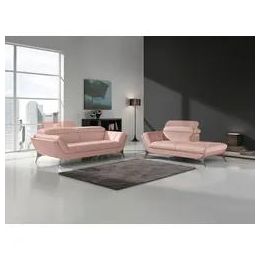 Polstergarnitur Egoitaliano "Sueli", rosa (rose,), B:180cm T:110cm, Leder CAREZZA (echtes Rindsleder) ist ein Naturleder, dass die ursprünglichen Eigenschaften der Haut nicht verändert. Das Vorhandensein von verheilten Narben, Körnungsunterschiede, Falten, Adern, Unterschiede in den Farbtönen und andere Spuren, die die Natur auf diesen Fellen hinterlassen hat, sind ein Beweis für die absolute Echt