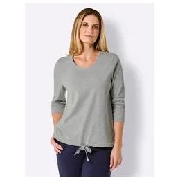 Langarmshirt feel good "Shirt", Damen, Gr. 44/46, grau (grau, meliert), 90% Baumwolle, 10% Viskose, unifarben, Langarm, Shirts