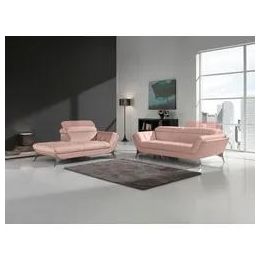 Polstergarnitur Egoitaliano "Sueli", rosa (rose,), B:180cm T:110cm, Leder CAREZZA (echtes Rindsleder) ist ein Naturleder, dass die ursprünglichen Eigenschaften der Haut nicht verändert. Das Vorhandensein von verheilten Narben, Körnungsunterschiede, Falten, Adern, Unterschiede in den Farbtönen und andere Spuren, die die Natur auf diesen Fellen hinterlassen hat, sind ein Beweis für die absolute Echt