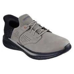 Slip-On Sneaker Skechers "SLADE", Herren, Gr. 44, grau, Leder, Synthetik, Textil, Schuhe, Komfortschuh mit komfortablem Heel PillowTM Fersenkissen