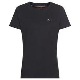 T-Shirt BOSS ORANGE "Esogo HW Premium Damenmode", Damen, Gr. S (36), dunkelblau 408, Single Jersey, Obermaterial: 100% Baumwolle, unifarben, casual, regular fit, Rundhals, Kurzarm abgesteppte Kante, Shirts, mit gesticktem Logo