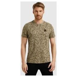 PME-Legend T-Shirt PME LEGEND "Short sleeve r-neck slub jersey aop", Herren, Gr. M, silber (silber sage), Jersey, Obermaterial: 100% Baumwolle, Rundhals, Shirts