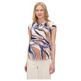 BETTY & CO Schlupfbluse BETTY & CO "Betty & Co Damen Schlupfbluse mit Print", Damen, Gr. 44, blau (nature, blau), Obermaterial: 100% Polyester., Modisch, figurumspielend normal, Blusen