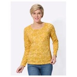 Langarmshirt Classic Basics "Langarm-Shirt", Damen, Gr. 44, gelb (ocker, gelb, bedruckt), 100% Baumwolle, gemustert, mehrfarbig, Rundhals, Shirts