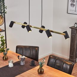 hofstein Zuoz Pendelleuchte Messing, Schwarz, 6-flammig