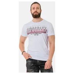 Cipo & Baxx T-Shirt CIPO & BAXX "T-Shirt", Herren, Gr. L, weiß, 95% Baumwolle;5% Elasthan, bedruckt, Casual, regular fit, Rundhals, Shirts, mit markantem Print