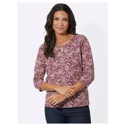 Rundhalsshirt Classic Basics "Rundhals-Shirt", Damen, Gr. 50, bunt (bordeaux, ecru, bedruckt), 100% Baumwolle, gemustert, Paisley, Rundhals, 3/4-Ärmel, Shirts