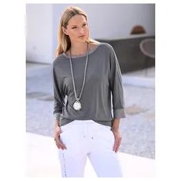 3/4-Arm-Shirt Heine "Shirt", Damen, Gr. 50, grau (anthrazit), 95% Viskose, 5% Elasthan, unifarben, Rundhals, Shirts