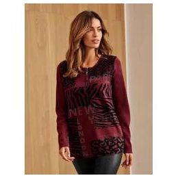 Strickpullover Inspirationen "Pullover", Damen, Gr. 38, rot (bordeaux, schwarz, gemustert), 50% Baumwolle, 50% Viskose, gemustert, Pullover