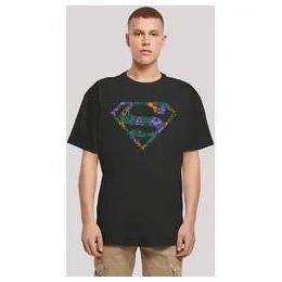 T-Shirt F4NT4STIC "Superman Superheld Floral Logo", Herren, Gr. XXL, schwarz, Obermaterial: 100% Baumwolle, Casual, oversize, Rundhals, ohne Bündchen, Shirts, Print