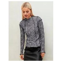 Langarmshirt Inspirationen "Mesh-Shirt", Damen, Gr. 52, schwarz (schwarz, gemustert), 96% Polyester, 4% Elasthan, gemustert, Shirts