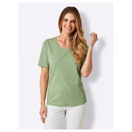 Kurzarmshirt feel good "Shirt", Damen, Gr. 48/50, grün (eucalyptus), 95% Baumwolle, 5% Elasthan, unifarben, Langarm, Shirts