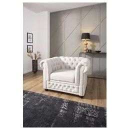Chesterfield-Sessel Home Affaire "New Castle Sessel", beige, B:104cm H:72cm T:86cm, Sessel, hochwertige Knopfheftung, B/T/H: 104/86/72 cm