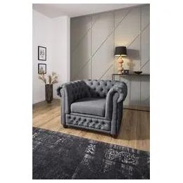 Chesterfield-Sessel Home Affaire "New Castle Sessel", schwarz, B:104cm H:72cm T:86cm, Sessel, hochwertige Knopfheftung, B/T/H: 104/86/72 cm