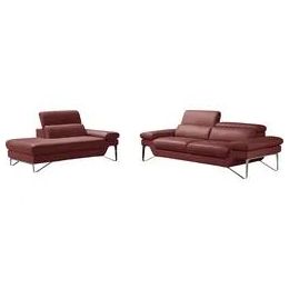 Polstergarnitur Egoitaliano "Princess", rot (burgundy,), H:95cm T:108cm, Leder CAREZZA (echtes Rindsleder) ist ein Naturleder, dass die ursprünglichen Eigenschaften der Haut nicht verändert. Das Vorhandensein von verheilten Narben, Körnungsunterschiede, Falten, Adern, Unterschiede in den Farbtönen und andere Spuren, die die Natur auf diesen Fellen hinterlassen hat, sind ein Beweis für die absolute