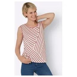 Shirttop Classic Basics, Damen, Gr. 46, rot (ecru, rosenholz, bedruckt), 100% Baumwolle, gemustert, gestreift, Rundhals, Tops
