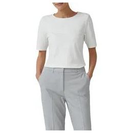 T-Shirt s.Oliver BLACK LABEL, Damen, Gr. 38, weiß, Jersey, Obermaterial: 93% Baumwolle, 7% Elasthan, unifarben, regular fit taillenbedeckt, Rundhals, Shirts, mit Satindetail