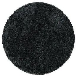 Hochflor-Teppich Ayyildiz Teppiche "FLUFFY 3500", grau (anthrazit), H:50mm Ø:80cm, Polypropylen (PP), Teppiche, Langflor, Shaggy, uni, robust, auch rechteckig erhältlich, Wohnzimmer