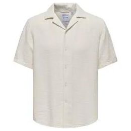 Only & Sons Kurzarmhemd ONLY & SONS "ONSLATHAM RLXSS RESORT LINEN STRUC 0257", Herren, Gr. S, primary_ausgabeGroessentyp, weiß (cloud dancer), Web, Obermaterial: 55% Leinen, 45% Viskose, unifarben, Modisch, relaxed fit normal, Hemden