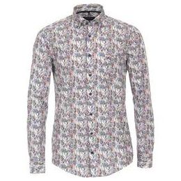 Langarmhemd Casamoda "Casamoda Freizeithemd "Green"-Kollektion Print", Herren, Gr. M, Normalgrößen, blau (mittelblau), 100% Baumwolle, bedruckt, lässig geschnitten, Hemden
