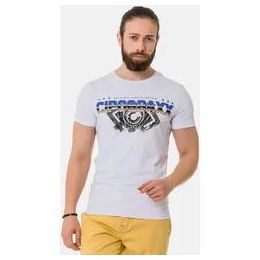 Cipo & Baxx T-Shirt CIPO & BAXX "T-Shirt", Herren, Gr. XL, weiß, 95% Baumwolle;5% Elasthan, bedruckt, casual, regular fit, Rundhals, Kurzarm, Shirts, extravaganter Marken-Schriftzug