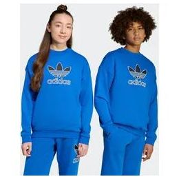 Sweatshirt Adidas ORIGINALS "TREFOIL CREW", Kinder, Gr. 164, blau (blau, schwarz), Obermaterial: 70% Baumwolle, 30% Polyester, Sweatshirts
