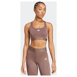 Sport-BH Adidas PERFORMANCE "PWR MS HYGLM", Damen, Gr. L, Cup A/B, earth strata, weiß, Obermaterial: 89% Polyester, 11% Elasthan, sportlich, BHs