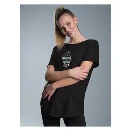 T-Shirt TRIGEMA "TRIGEMA Oversized T-Shirt mit Printmotiven", Damen, Gr. XXL, schwarz, 100% Baumwolle, Shirts