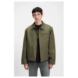 HUGO BOSS Canvasjacke HUGO BLUE "Blake", Herren, Gr. M, grün (open grün345), Web, Obermaterial: 100% Baumwolle. Futter: 100% Polyester. Wattierung: 100% Polyester, unifarben, regular fit, 1-Knopf-Manschette mit Schlitz, Jacken, leicht wattiert, regular fit Overshirt Übergangsjacke Kurzjacke Bomber