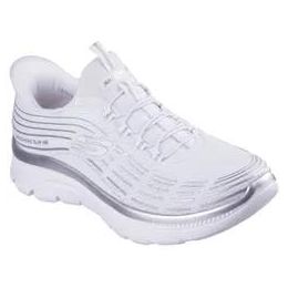Slip-On Sneaker Skechers "SUMMITS PLUS-SOFT LUSTER", Damen, Gr. 38, silber (weiß, silberfarben), Textil, sportlich, Schuhe, Freizeitschuh, Schlupfschuh in veganer Verarbeitung, Topseller