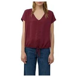 Kurzarmbluse s.Oliver, Damen, Gr. 36, rot (bordeaux), Web, Obermaterial: 100% Lyocell, unifarben, regular fit taillenbedeckt, V-Ausschnitt, Blusen, mit Tunnelzug am Saum