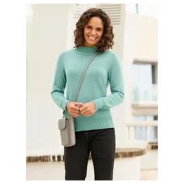 Stehkragenpullover Casual Looks "Stehkragen-Pullover", Damen, Gr. 44, grün (salbei), 50% Baumwolle, 50% Polyacryl, unifarben, Langarm, Pullover