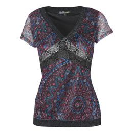 Koroshi T-Shirt Damen Gr&ouml;&szlig;e XL blau / himbeer / schwarz / wei&szlig;