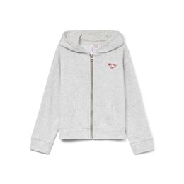 Vero Moda Girl Sweatjacke 'VMTrina' M&auml;dchen Gr&ouml;&szlig;e 122/128 hellgrau / rot