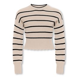 Only Girls Pullover 'KOGIBI ' M&auml;dchen Gr&ouml;&szlig;e 110/116 beige / schwarz