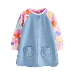 next Kleid M&auml;dchen Gr&ouml;&szlig;e 80 blue denim / orange / pink / rosa