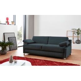 Schlafsofa Bali "Viola, Dauerschl&auml;fer mit Seitenkissen", blau, B:201cm, 100% Polyester, Sofas, Schlafsofa, in 140er und 160er Breite, 3 Varianten, auch mit Ergoflex-Lattenrost