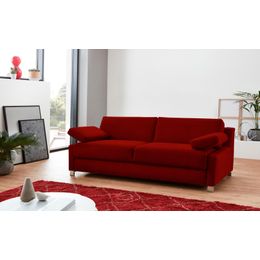 Schlafsofa Bali "Viola, Dauerschl&auml;fer mit Seitenkissen", rot, B:201cm, 100% Polyester, Sofas, Schlafsofa, in 140er und 160er Breite, 3 Varianten, auch mit Ergoflex-Lattenrost