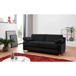 Schlafsofa Bali "Viola, Dauerschl&auml;fer mit Seitenkissen", grau (schwarz), B:181cm, 100% Polyester, Sofas, Schlafsofa, in 140er und 160er Breite, 3 Varianten, auch mit Ergoflex-Lattenrost, Topseller