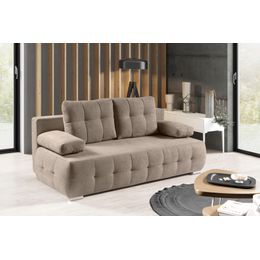 Schlafsofa WERK2 "Indigo Bettsofa mit Bettkasten, Breite 205cm, hochwertige Verarbeitung", grau (taupe), B:205cm H:90cm T:95cm, 100% Polyester, Sofas, Schlafsofa, 2-Sitzer Sofa und Schlafcouch mit Federkern & Bettkasten