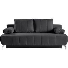 Schlafsofa WERK2 "Troya Bettsofa mit Bettkasten und Federkern, Breite 210cm", grau (anthrazit), B:210cm H:95cm T:95cm, 95% Polyester, 5% Nylon, Sofas, Schlafsofa, 2-Sitzer Sofa und Schlafcouch mit Federkern & Bettkasten
