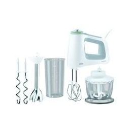 Braun Handmixer MultiMix 5 wei&szlig;/grau, 750 Watt, mit Mixfu&szlig;, Becher und Zerkleinerer