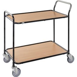 Kongamek Tischwagen, 2 Etagen, LxBxH 1020 x 555 x 965 mm, schwarz / Buchedekor, ab 2 Stk
