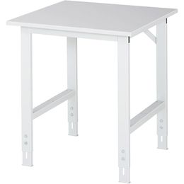 Rau Arbeitstisch, höhenverstellbar, Gestell 60 x 30 mm, melaminharzbeschichte Platte, BxT 750 x 800 mm, lichtgRau
