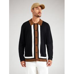 Hugo Strickjacke 'Splon' Herren Gr&ouml;&szlig;e L cognac / schwarz / wei&szlig;