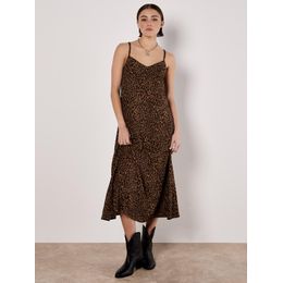 Apricot Animal Print Crepe Maxi Slip Dress ' ' Damen Gr&ouml;&szlig;e 42 braun Winterkleid
