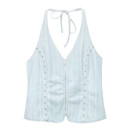 Pull&Bear Pull&Bear Top Damen Gr&ouml;&szlig;e XS pastellblau / hellblau / offwhite