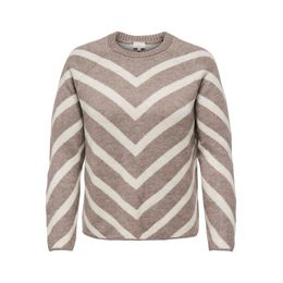 Only Carmakoma Pullover 'CAREliza' Damen Gr&ouml;&szlig;e 7XL taupe / wei&szlig;